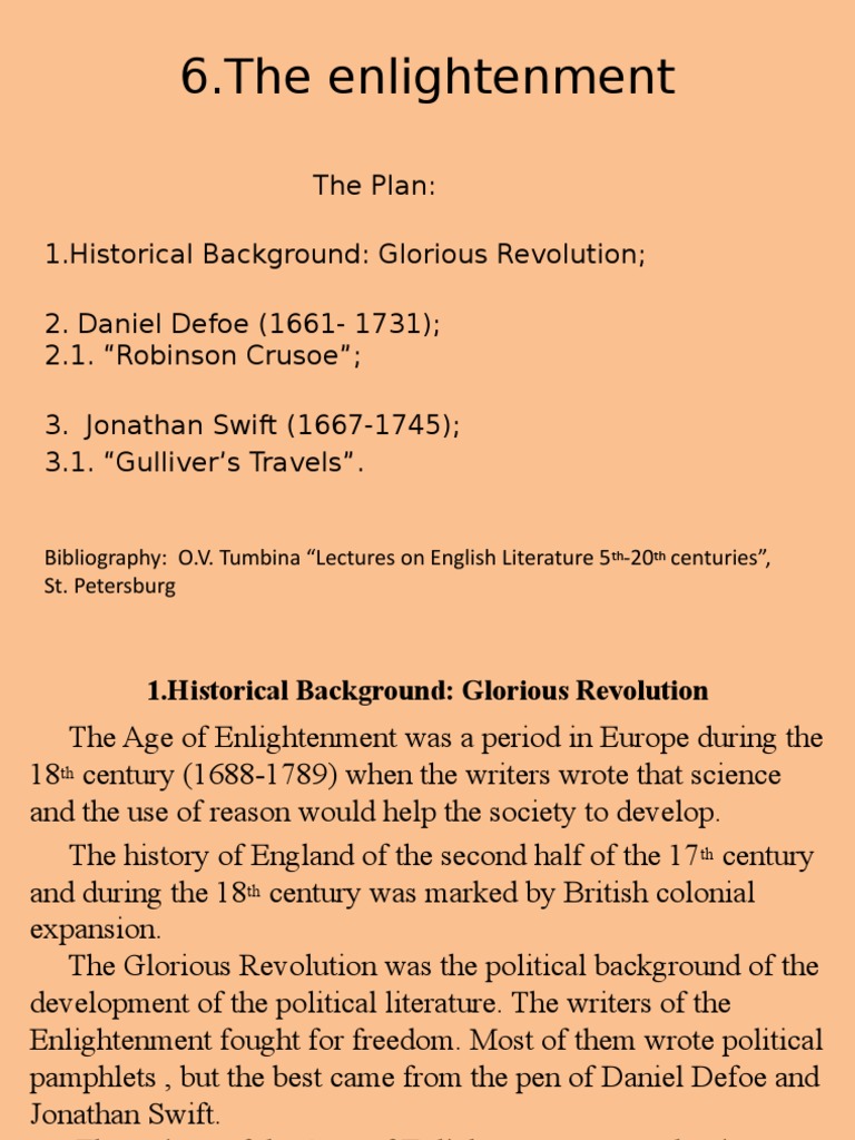 6.the Enlightenment | PDF | Robinson Crusoe | Daniel Defoe