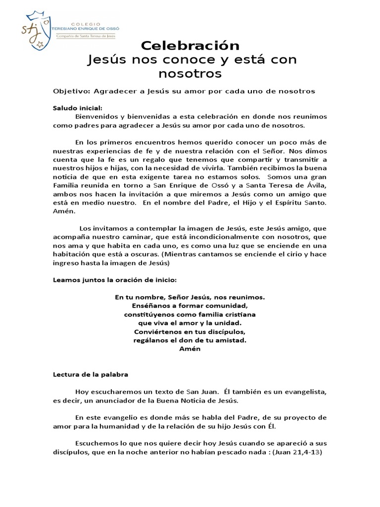 Jesús Nos Conoce y Está Con Nosotros | Descargar gratis PDF | Jesús | Evangelios