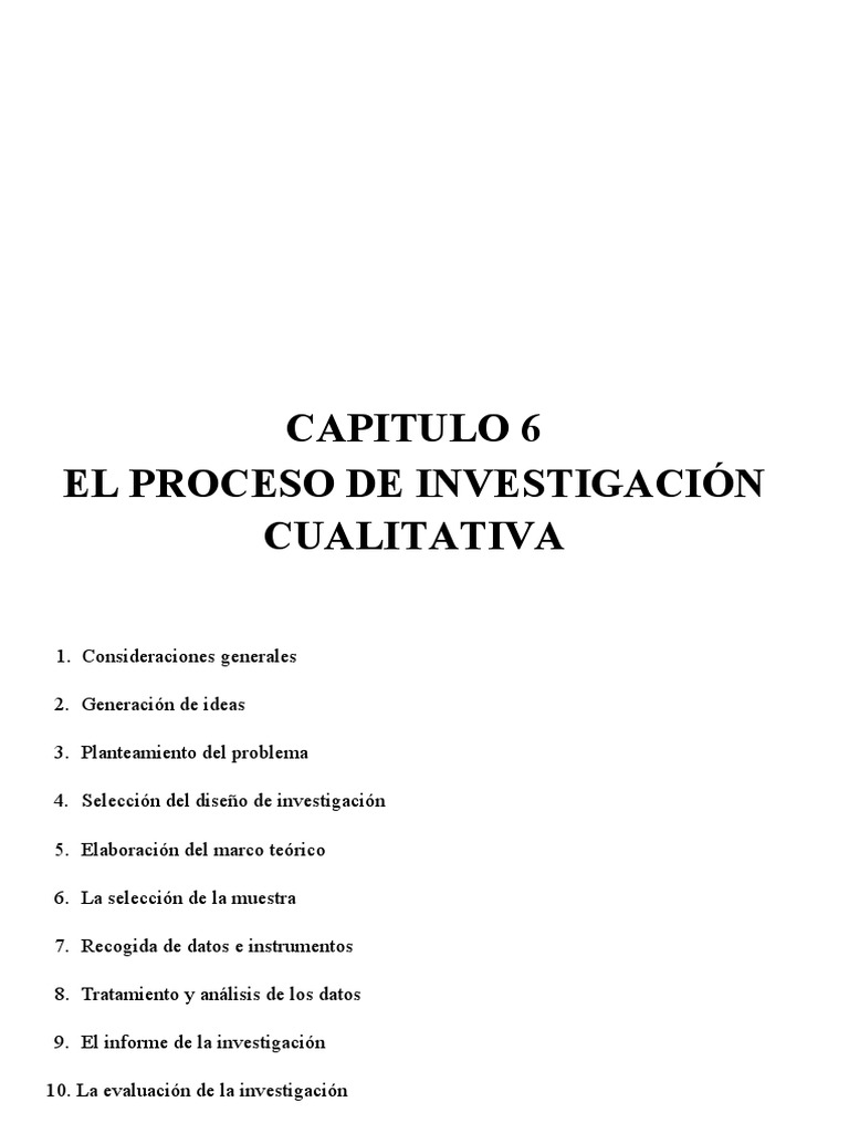 Capitulo 6, El Proceso de La Investigación Cualitativa PDF | PDF | Investigación cualitativa ...