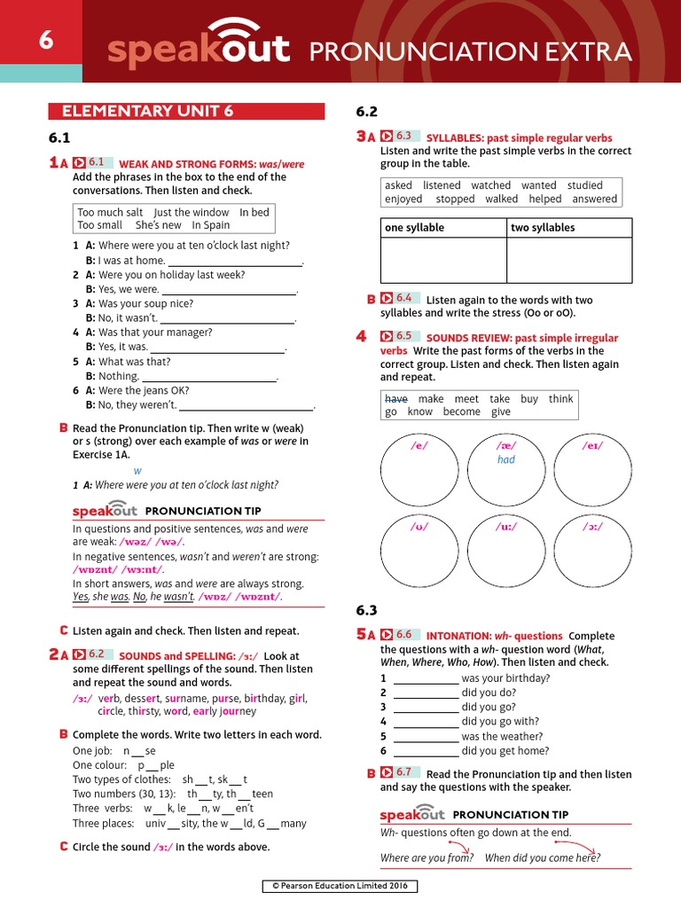 Speakout Pronunciation Extra Elementary Unit 6 PDF | PDF | Onomastics | Linguistic Morphology