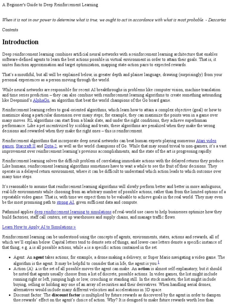 Deep Reinforcement Learning Basics | PDF | Artificial Neural Network ...