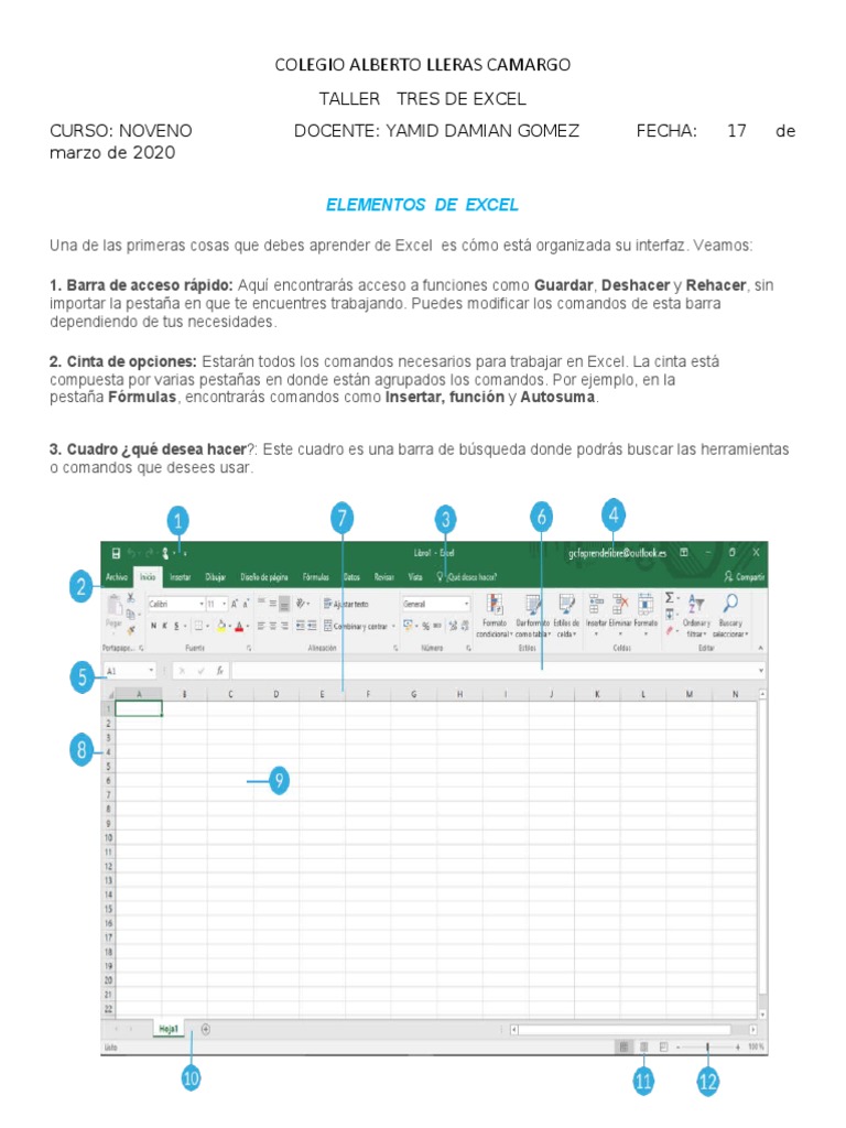 Elementos de Excel GRADO NOVENO | PDF