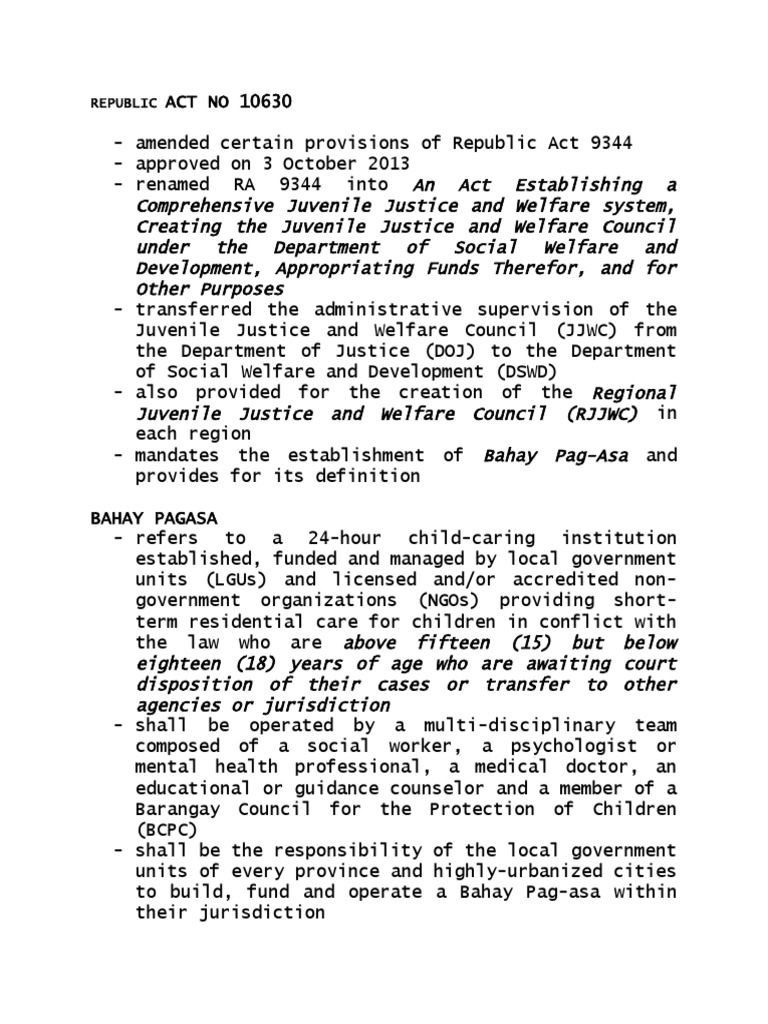 RA 10630: Juvenile Justice Reforms | PDF | Crime & Violence | Crime ...