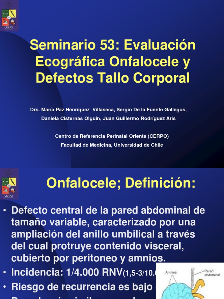Seminario 53 - Evaluacion Ecografica Onfalocele y Defectos Tallo Neural - Archivo PDF | PDF ...