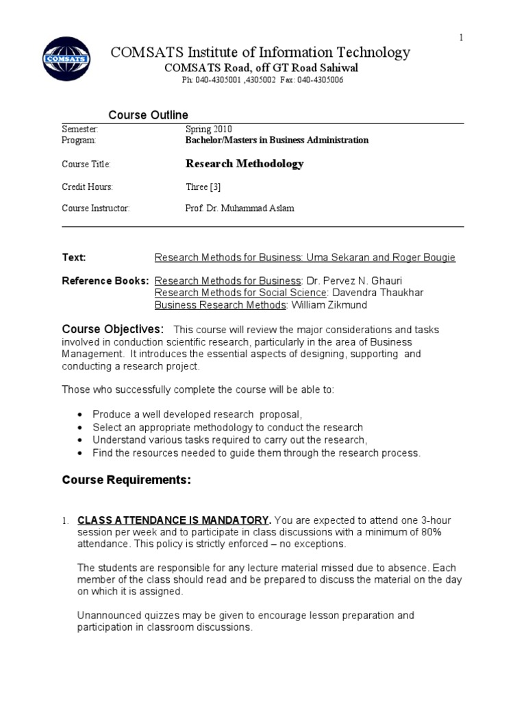 Research Methodology Course Outline | PDF | Scientific Method | Experiment