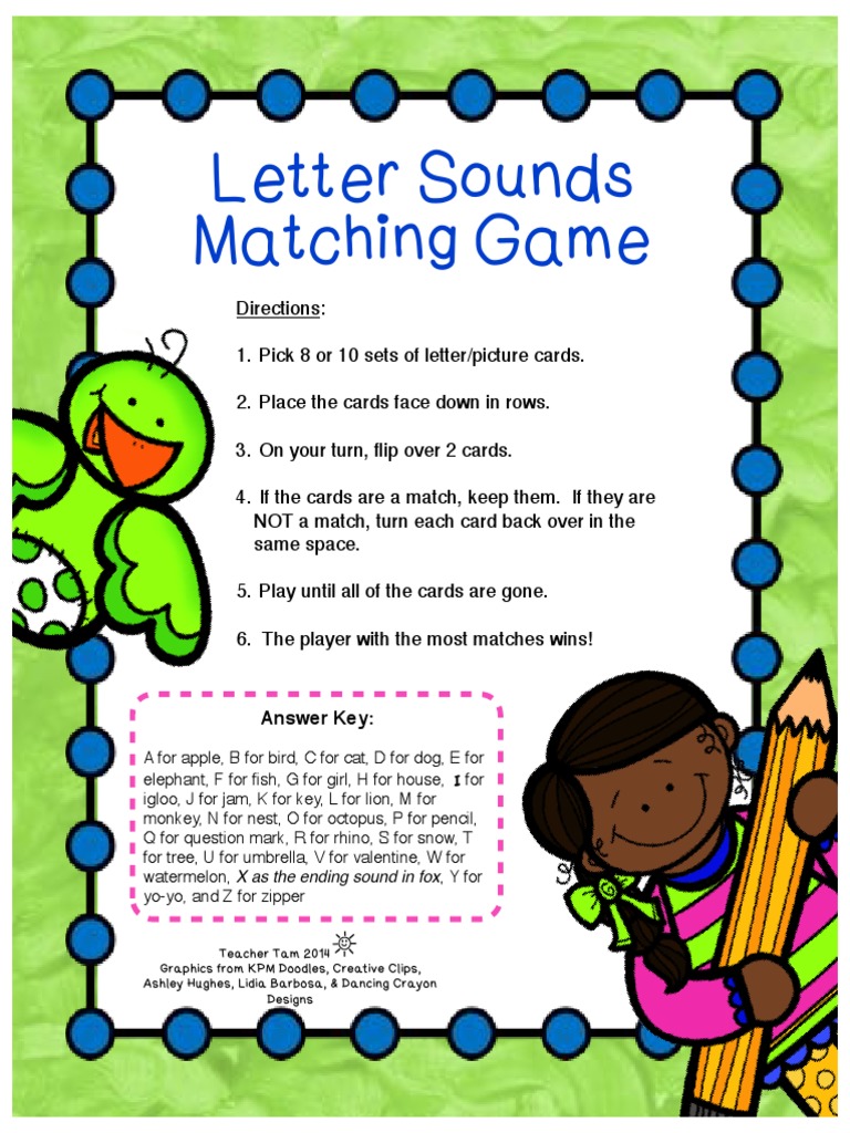 Letter Sounds Matching Game: Answer Key | PDF