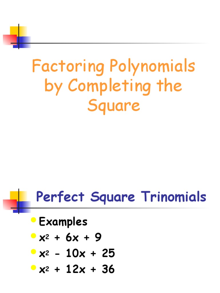 Factoring Quadratics by Completing Square | PDF | Factorization ...