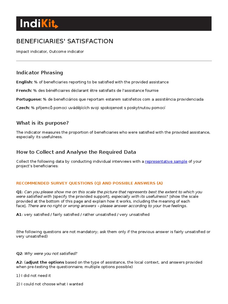 Indicator Beneficiaries-Satisfaction PDF | PDF