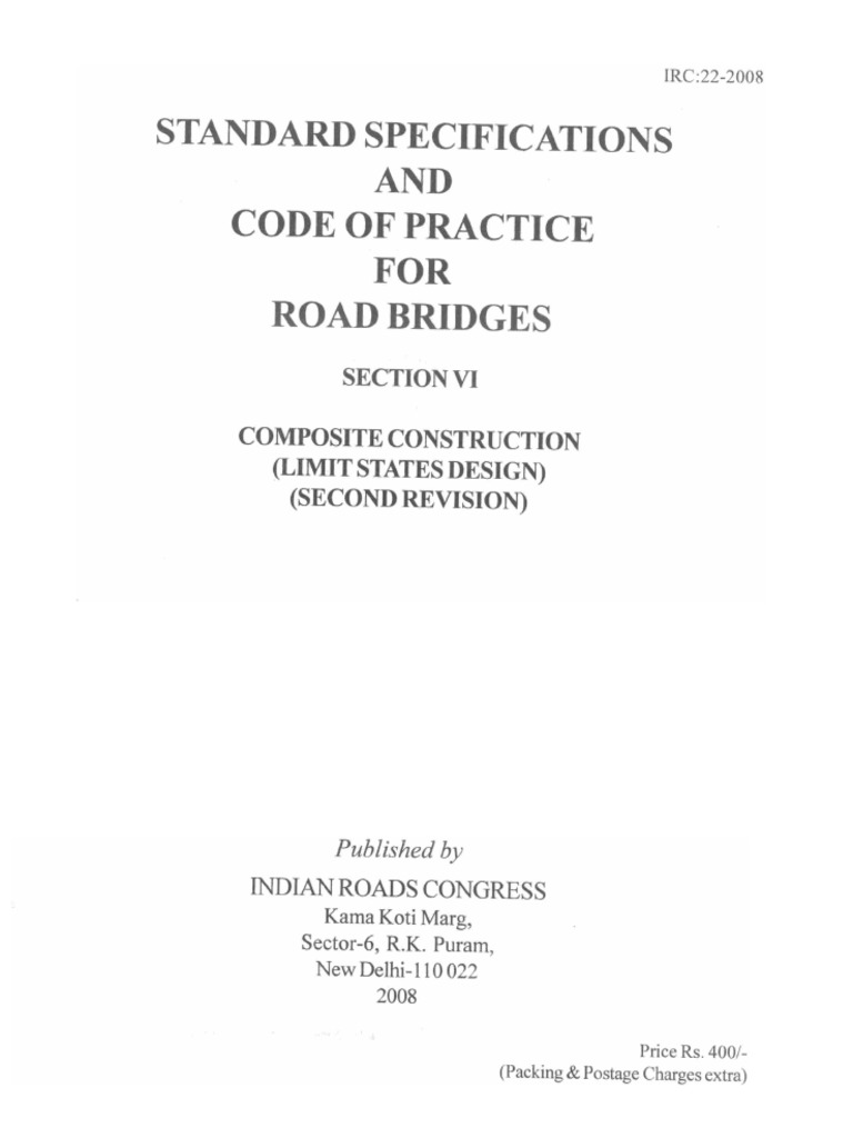 IRC-22 Standard Specifications and Code of Practice For Road Bridges-2008 | PDF