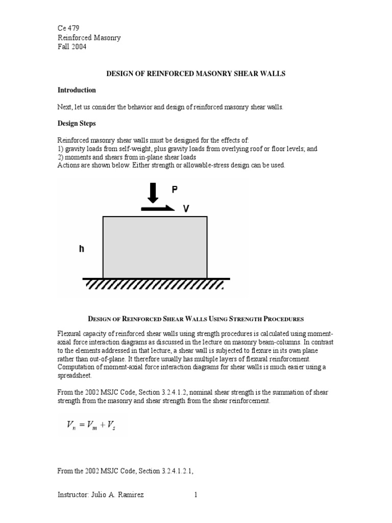 Ce 479 Reinforced Masonry Fall 2004 | PDF | Deformation (Mechanics ...
