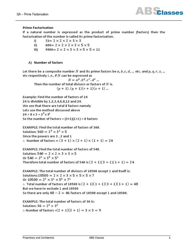 Prime Factorisation | PDF | Factorization | Numbers