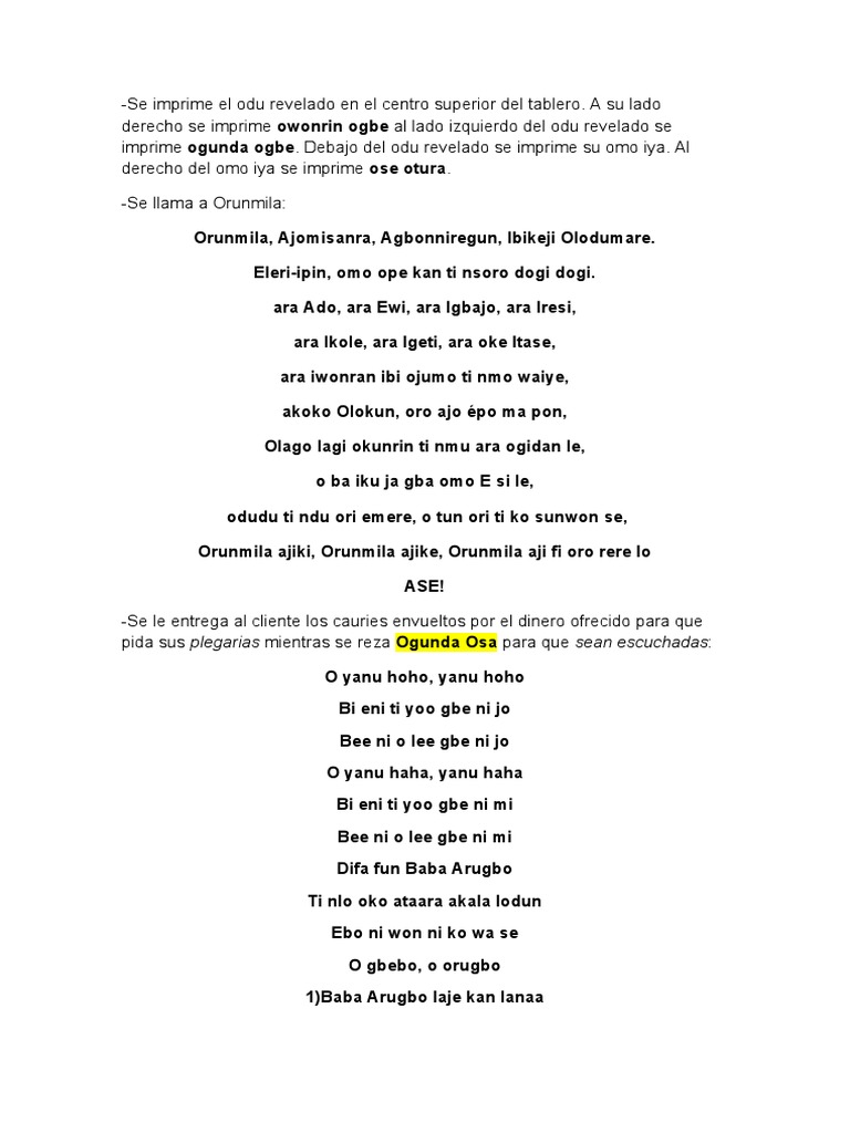 El ritual de Ifá para la consulta y el ebo | PDF | Santeria | Religión ...