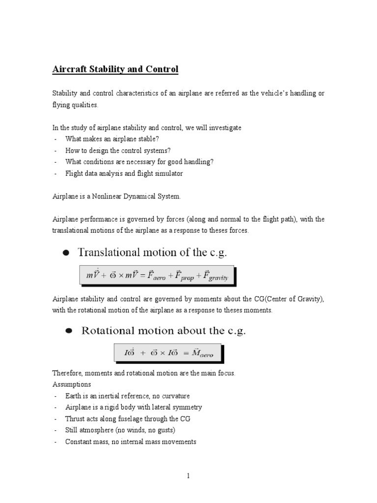 Lecturenote F13 | PDF | Flight Dynamics (Fixed Wing Aircraft) | Torque
