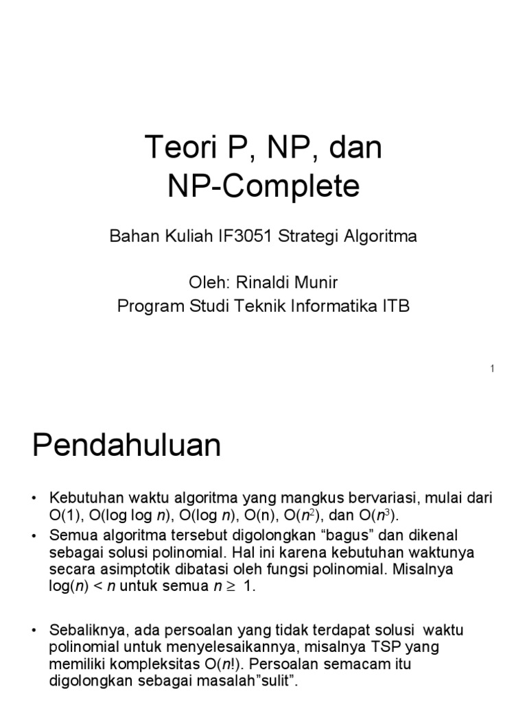 Teori P - NP - Dan NP-Completeness | PDF