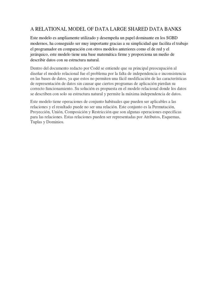 A Relational Model of Data Large Shared Data Banks | PDF