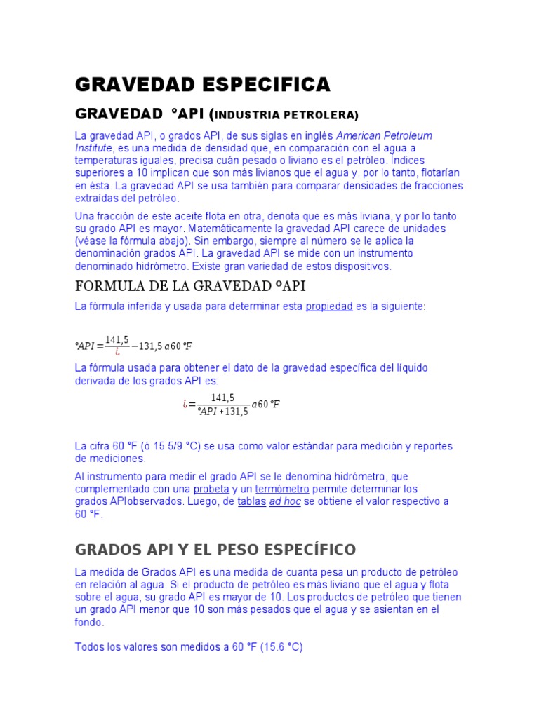 Gravedad API | PDF | Combustibles fósiles | Petróleo