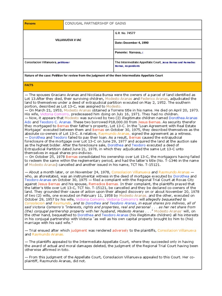 Persons: Conjugal Partnership of Gains | PDF | Mortgage Law | Marriage