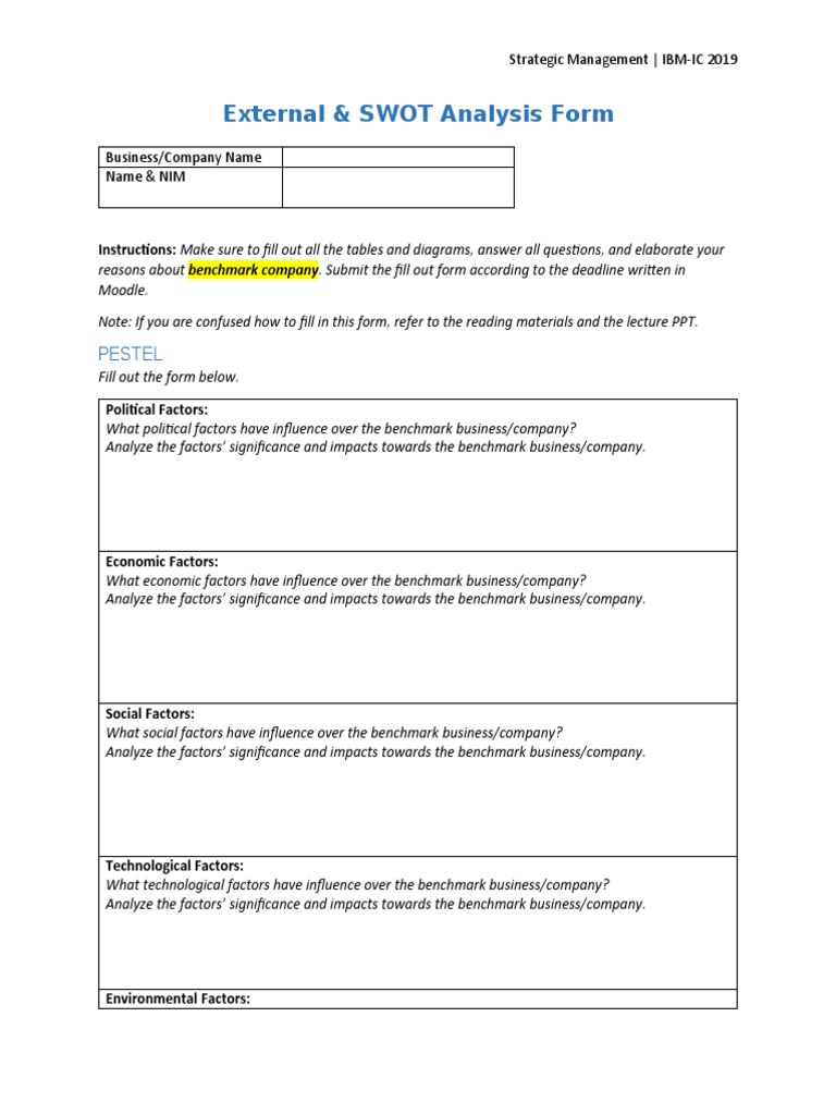 External SWOT Analysis Form | PDF | Swot Analysis | Strategic Management