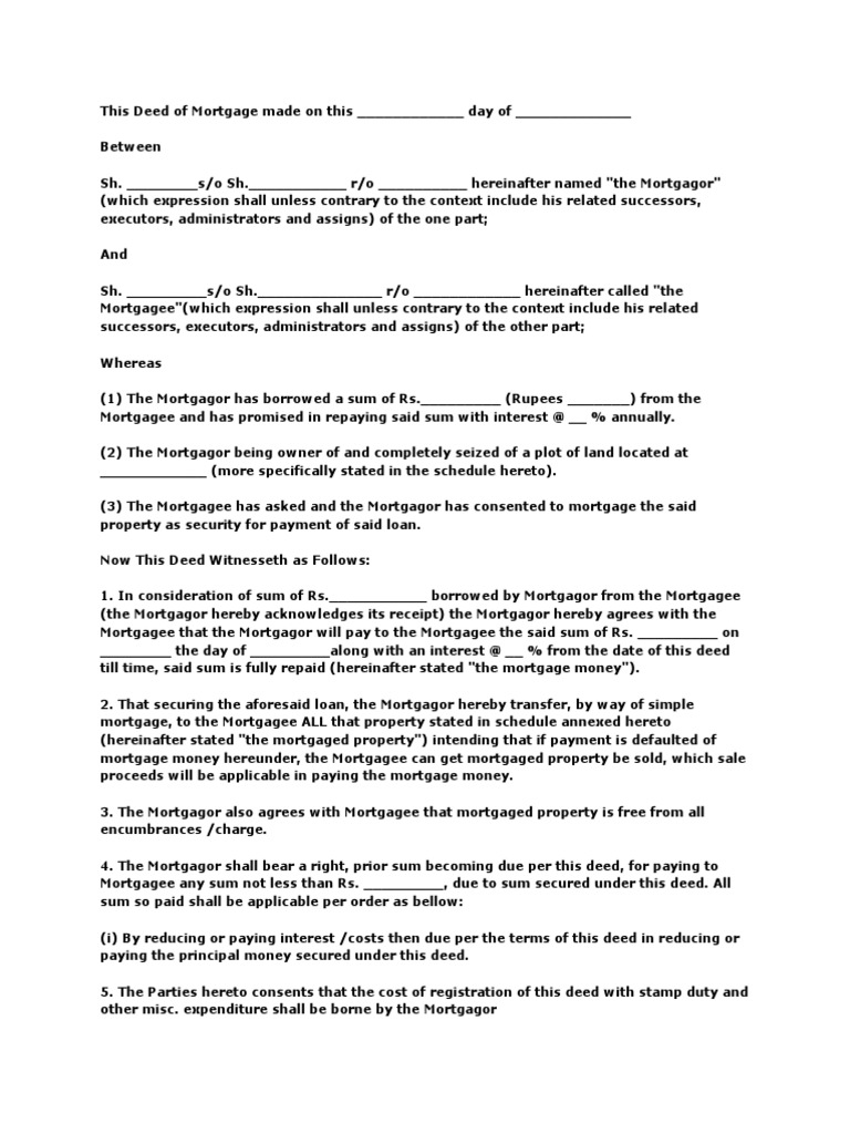 This Deed of Mortgage | PDF | Mortgage Law | Deed