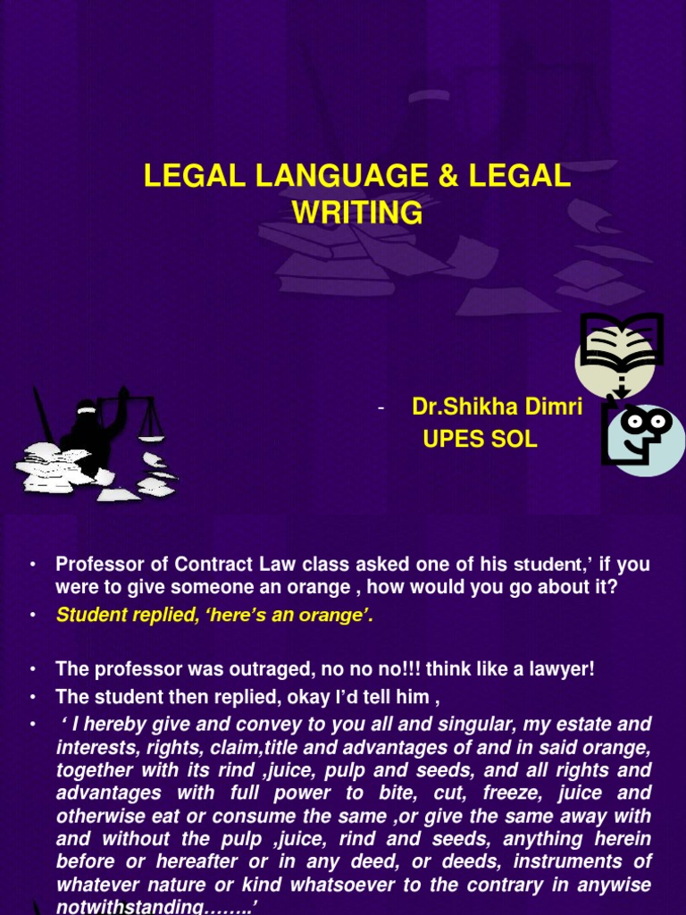 Legal Language & Legal Writing: DR - Shikha Dimri Upes Sol | PDF ...