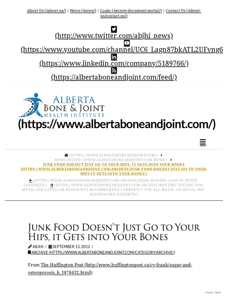 Junk Food Doesn't Just Go To Your Hips, It Gets Into Your Bones ...