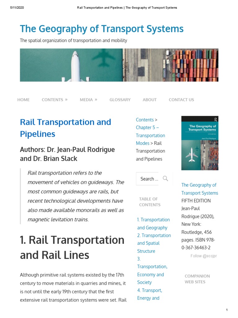 Rail Transportation and Pipelines - The Geography of Transport Systems ...
