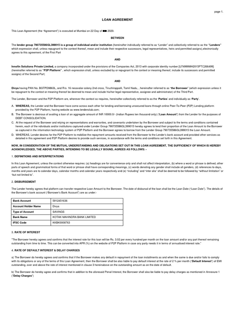 Preview Agreement | PDF | Loans | Debtor