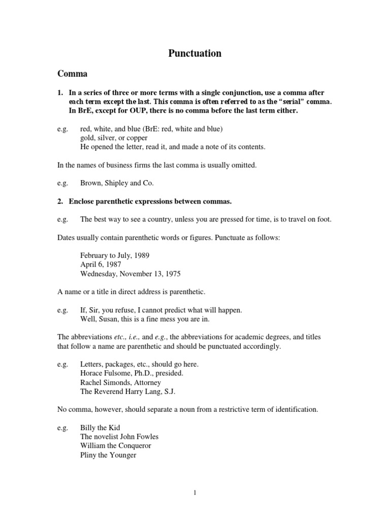 Punctuation Rules | PDF | Comma | Punctuation