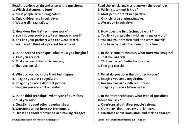 Imagination Techniques Quiz Guide | PDF | Language Arts & Discipline