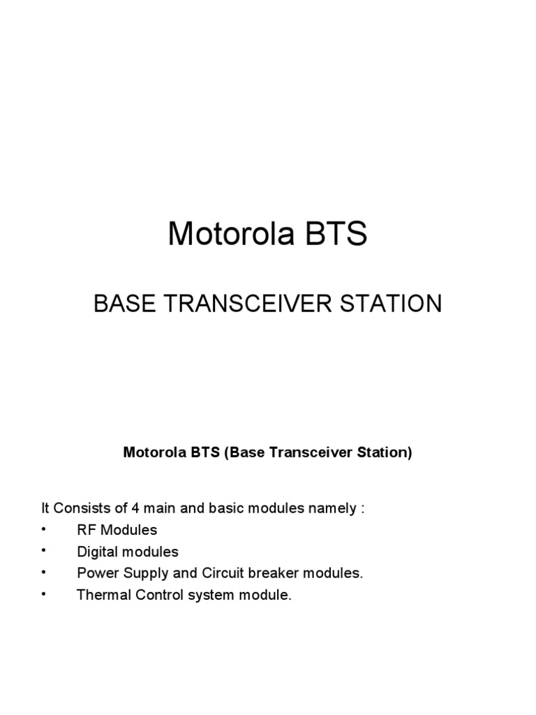 Motorola BTS: Base Transceiver Station | PDF | Modulation | Amplifier