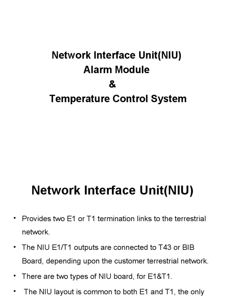 Network Interface Unit (NIU) Alarm Module & Temperature Control System ...