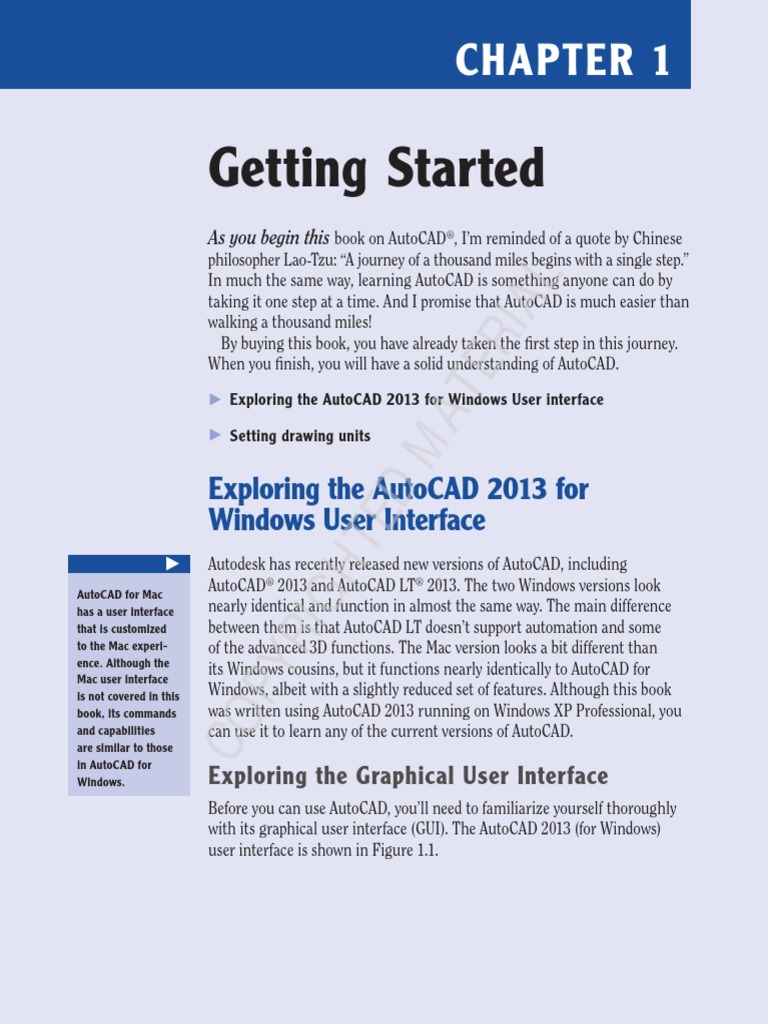 Getting Started: Exploring The Autocad 2013 For Windows User Interface | PDF | Auto Cad | Menu ...