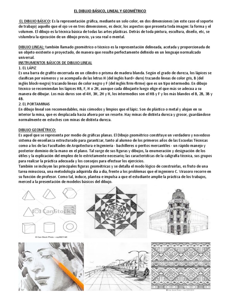 EL DIBUJO BÁSICO LINEAL Y GEOMETRICO PARA 1ro. | PDF | Dibujo | Lápiz