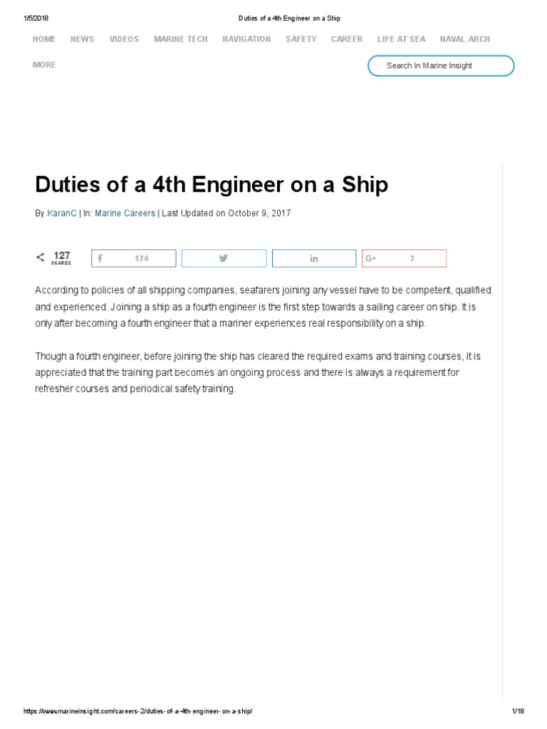 2 - Duties of A 4th Engineer On A Ship - Dut PDF | PDF | Fuel Oil | Ships