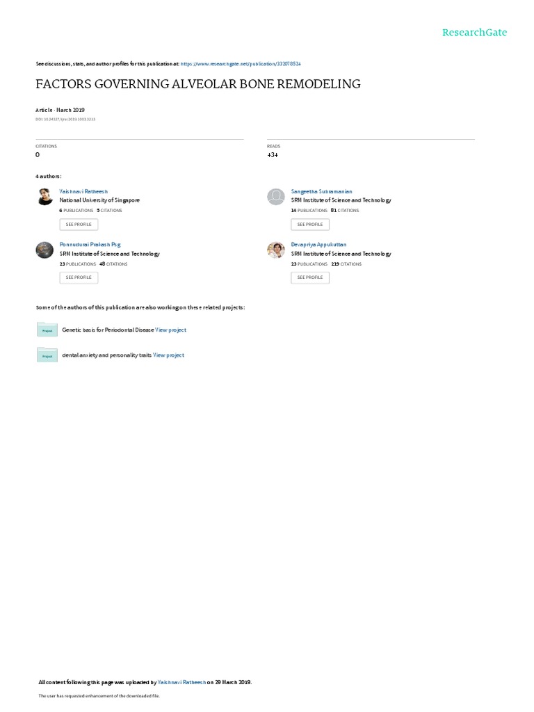 Factors Governing Alveolar Bone Remodeling: March 2019 | Download Free ...
