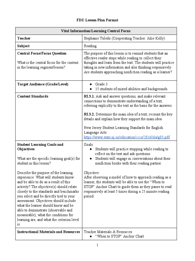 Sample Lesson Plan 4 1 | PDF | Lesson Plan | Learning