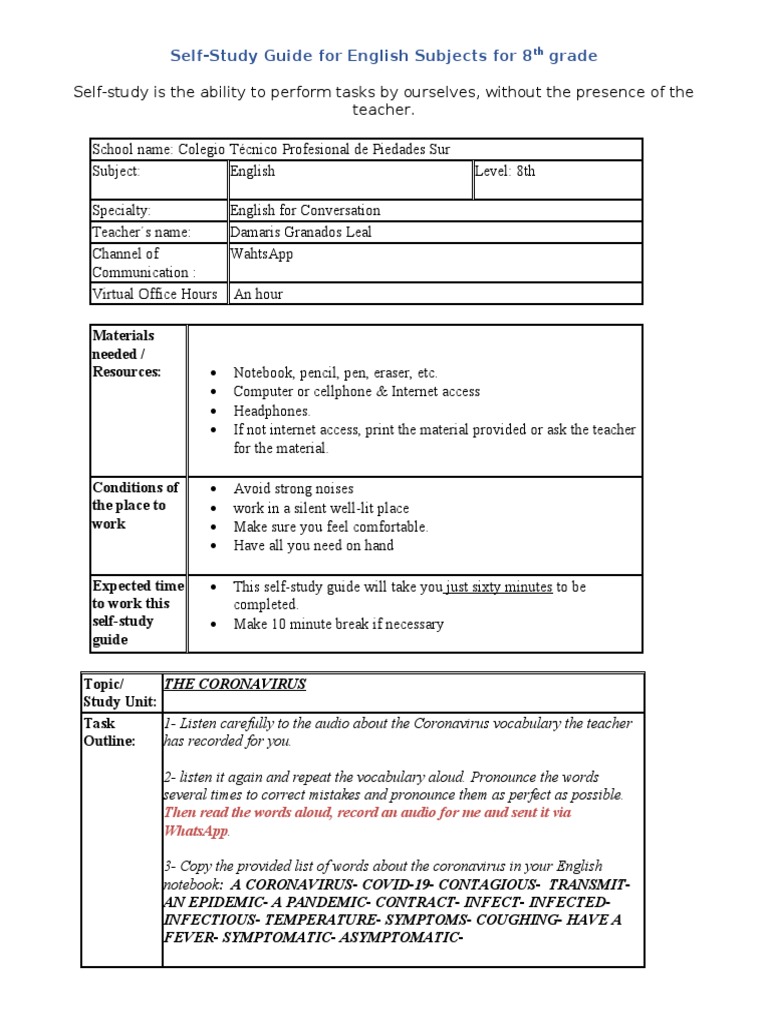 8th Grade Self-Study English Guide | PDF | Infection | Epidemiology