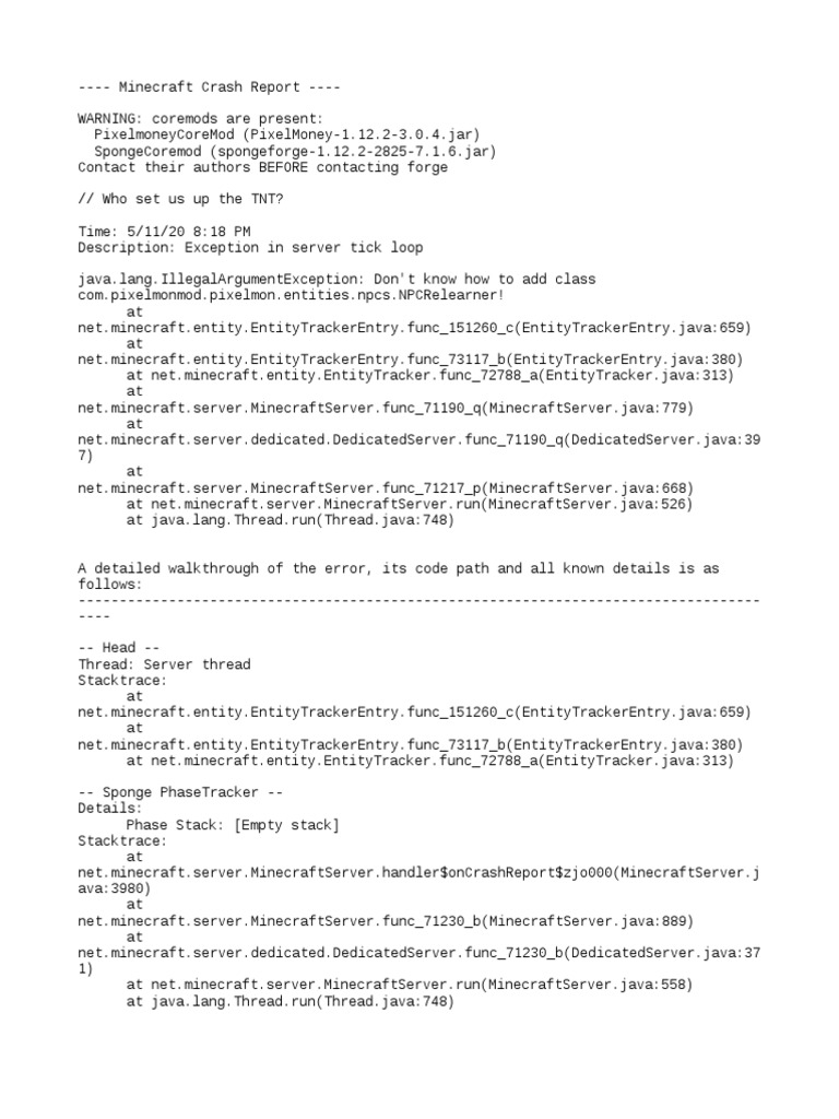 Minecraft Server Crash Report | PDF | Java Virtual Machine | Java (Programming Language)