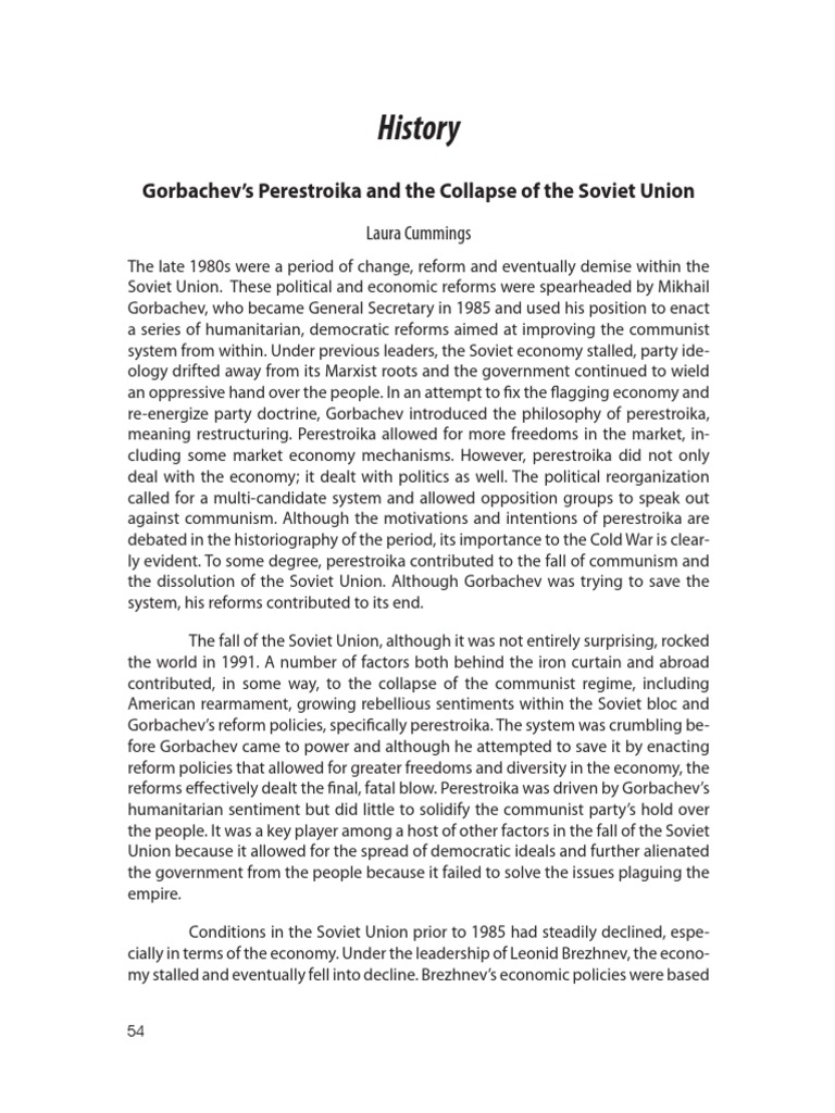 Gorbachev S Perestroika and The Collapse of The Soviet Union PDF | PDF | Mikhail Gorbachev ...