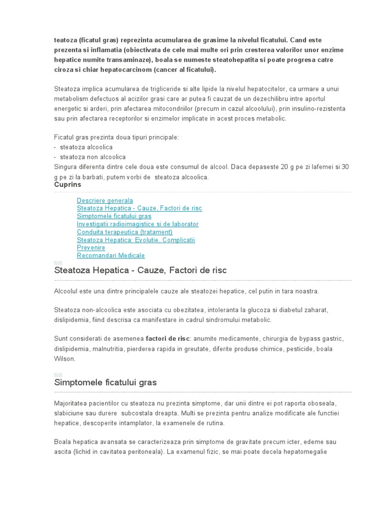 Steatoza Hepatica | PDF