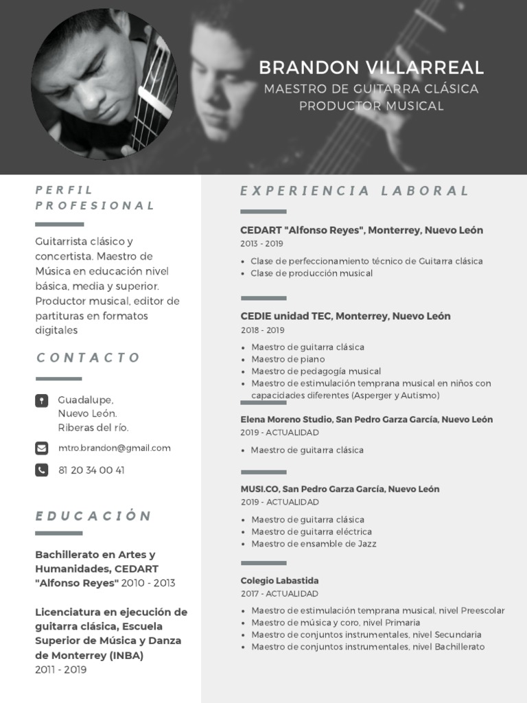 Curriculum Vitae Brandon Villarreal | PDF | Entretenimiento | Modificación de comportamiento