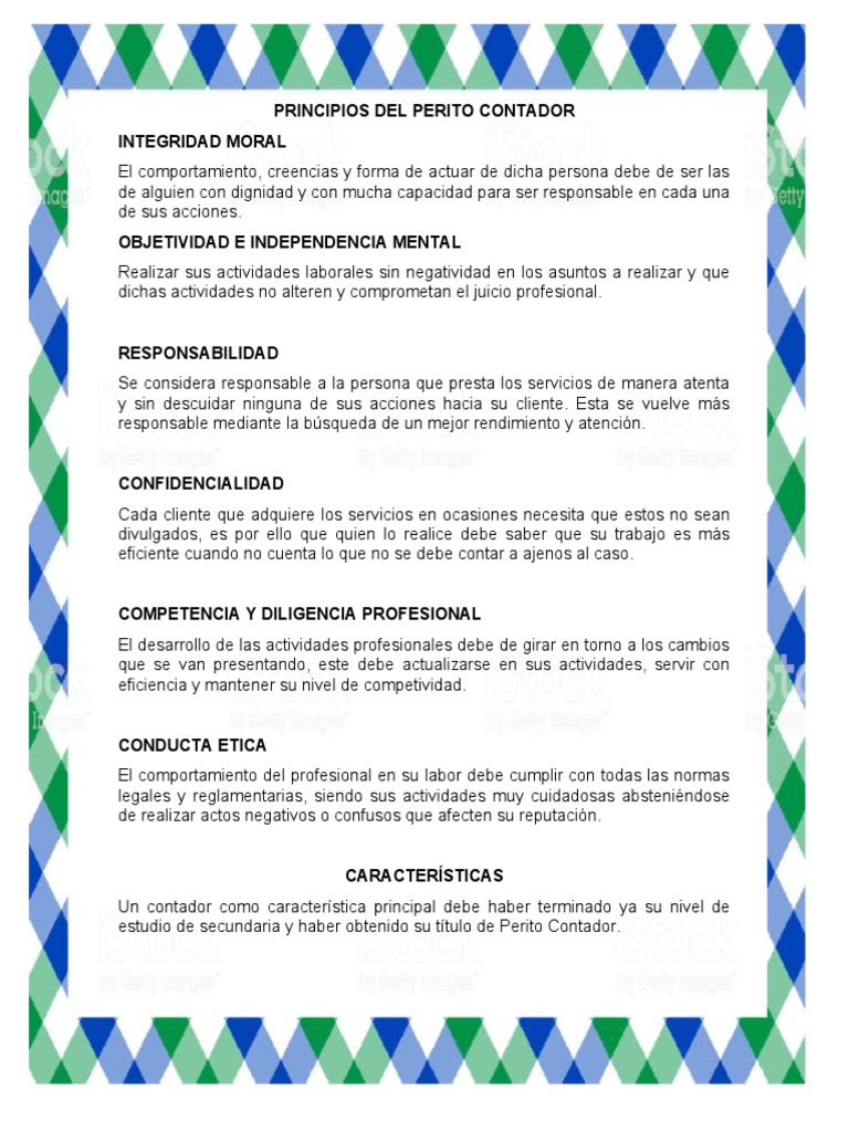 Principios Del Perito Contador Pdf Moralidad Cliente