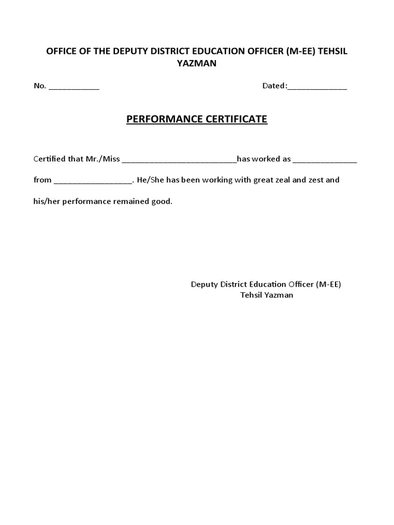 Performance Certificate | PDF