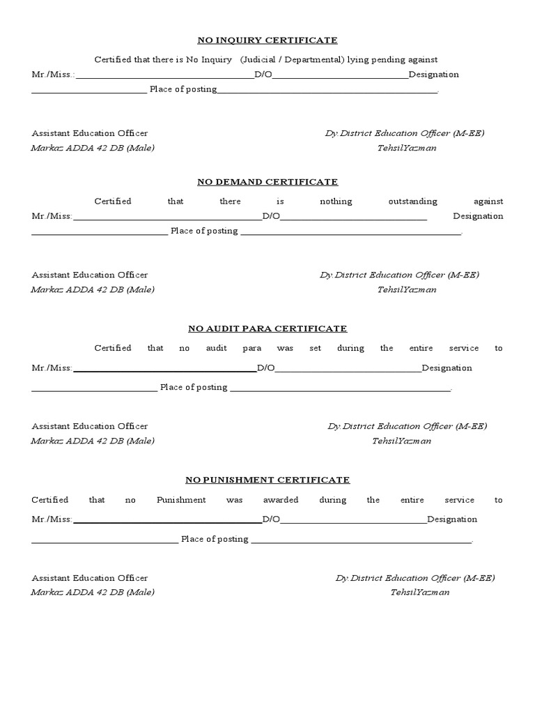 NO Demand Certificate (Legal Size) | PDF | Business | Technology ...