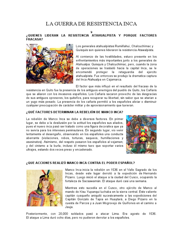 La Guerra de Resistencia Inca | PDF | Imperio Inca | Perú