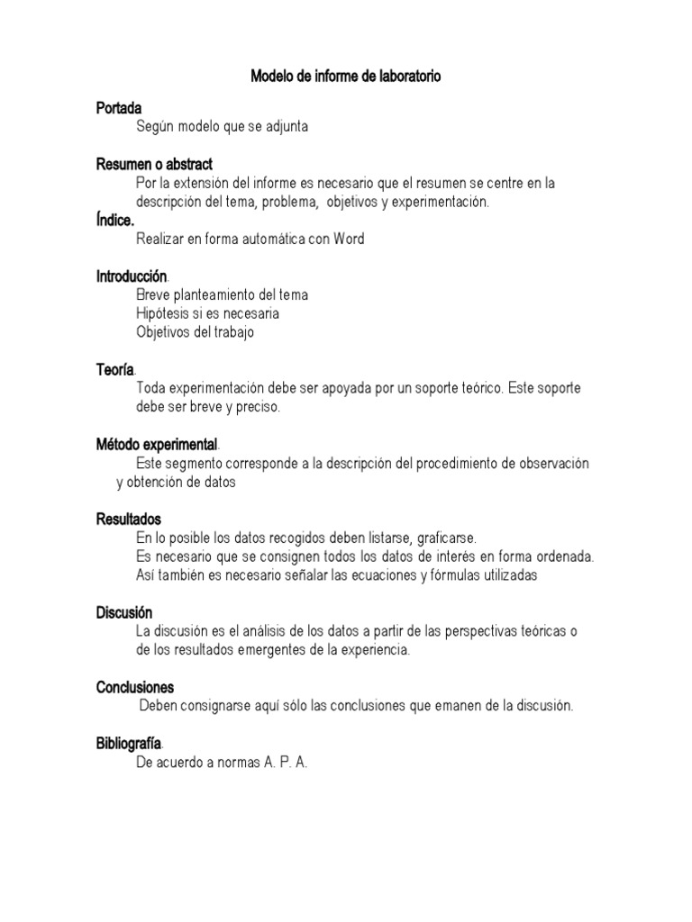 Modelo de Informe de Laboratorio | PDF