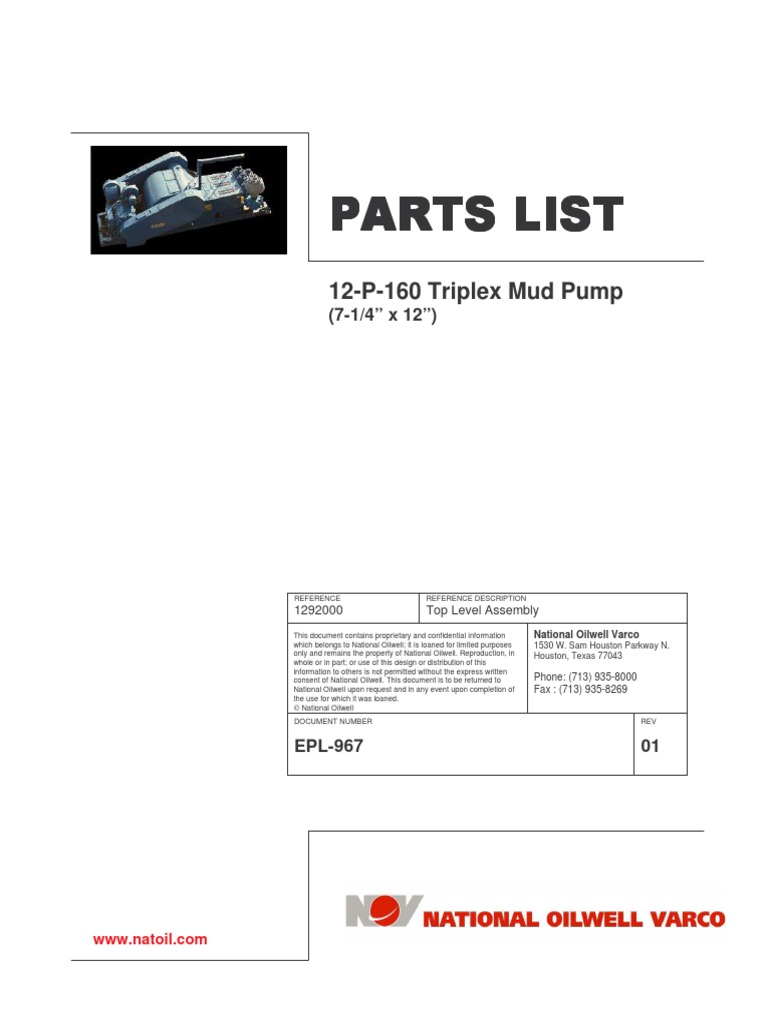 National 12-P-160 Parts List PDF | PDF | Pump | Mechanical Engineering