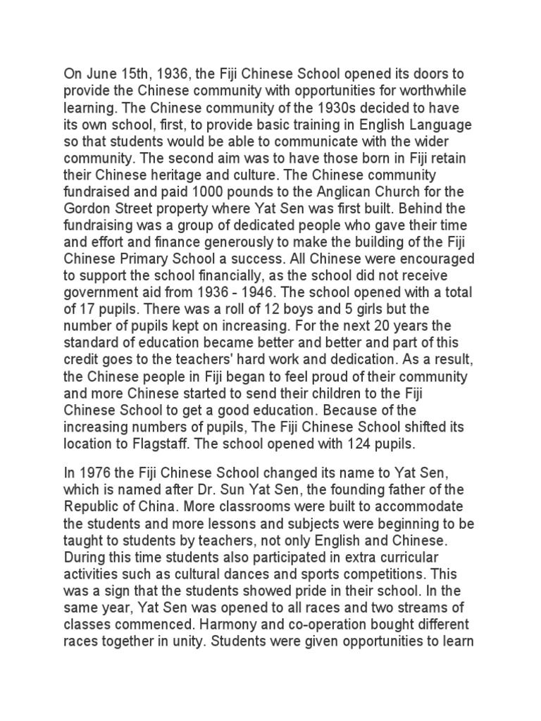 Yat Sen School History | PDF | Schools | China