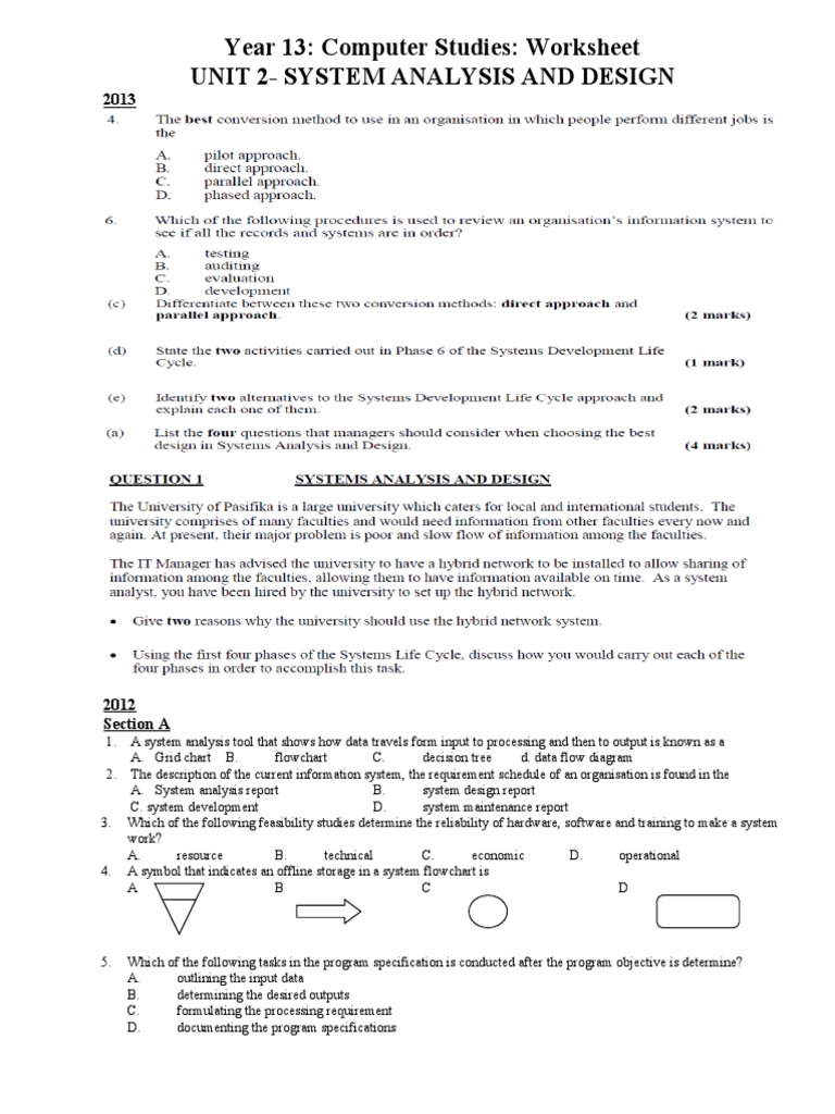 Y13 Computer Worksheet | PDF | System | Life Cycle Assessment