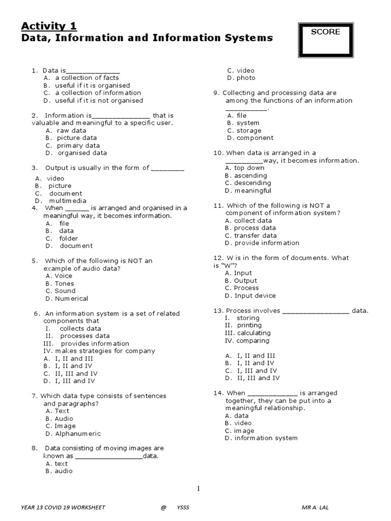 Computer YEAR 13 WORKSHEET | PDF | Databases | Table (Database)